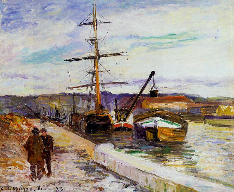 Køb håndmalet reproduktion af 'Rouen Havn 01' af Camille Pissarro Køb håndmalet reproduktion af 'Rouen Havn 01' af Camille Pissarro