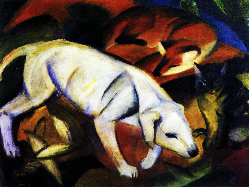 Reproductions D'art Trois animaux (Dog, Fox et Cat), 1912 de Franz Marc ...
