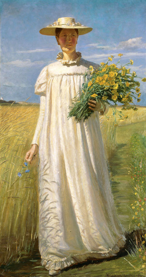 Køb håndmalet reproduktion af 'Anna Ancher vender hjem fra marken' af ...