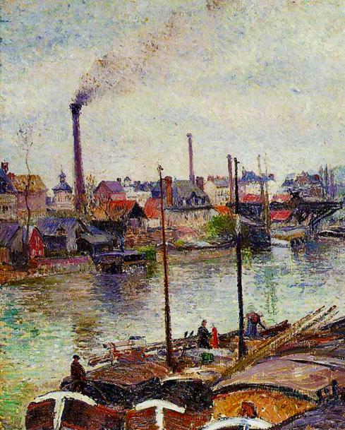 Køb håndmalet reproduktion af 'Rouen Havn 02' af Camille Pissarro Køb håndmalet reproduktion af 'Rouen Havn 02' af Camille Pissarro